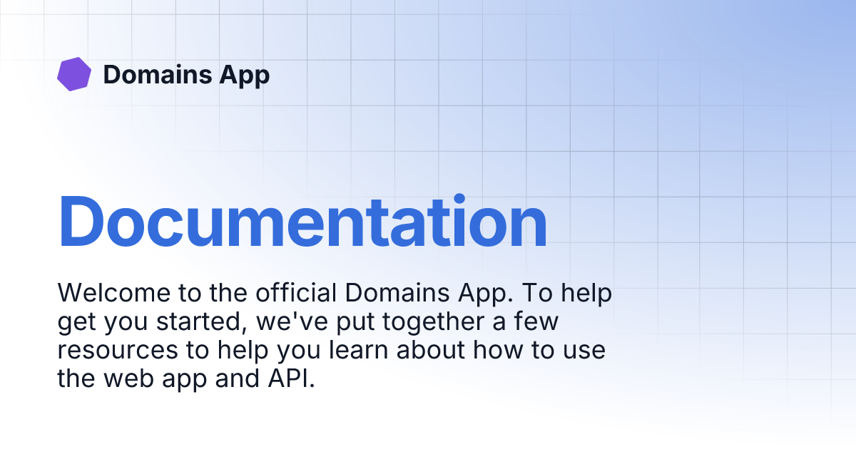 Documentation | Domains App